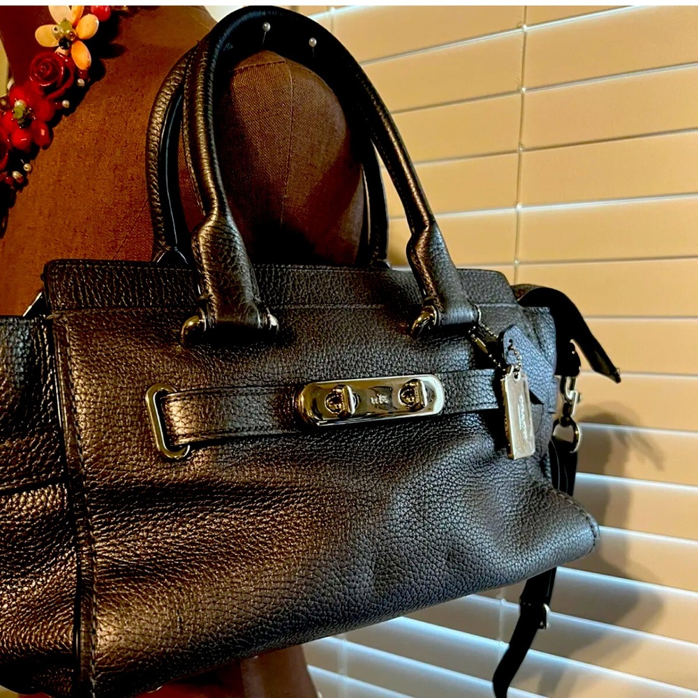 Authentic Coach Swagger 27 Satchel Bag 27 - Dark Meta… - Gem